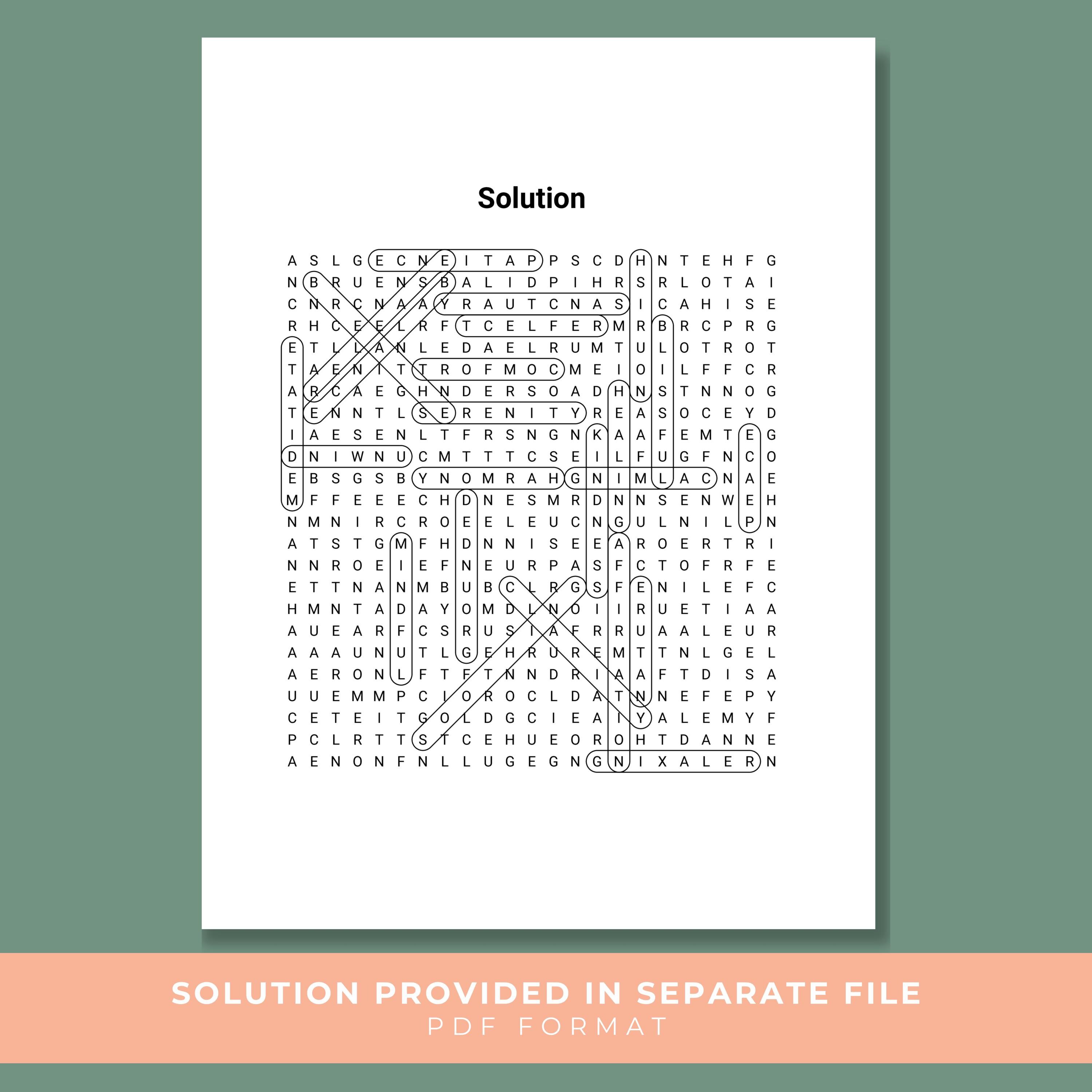 Anxiety Relief Word Search Puzzles, Printable Self Care Activity ...