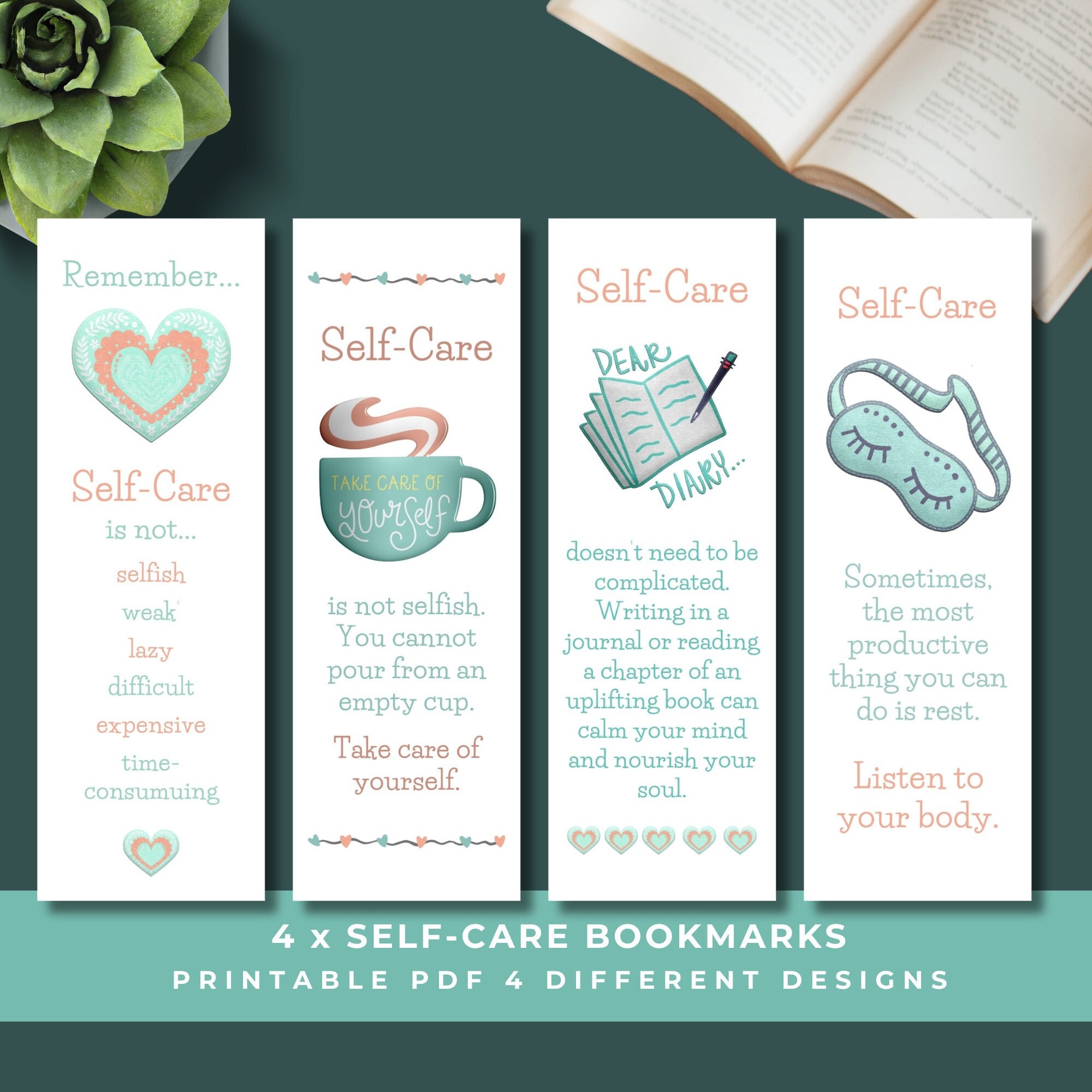 Self-care Bookmarks, Self Care Quotations Bookmark, Self-care Printable ...