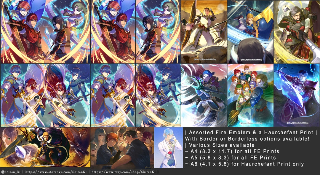 Assorted Fire Emblem | A4 Size Prints - Etsy