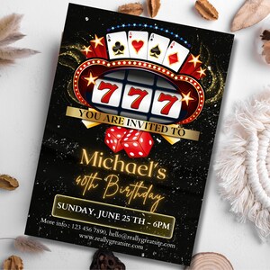 Editable Casino Birthday Invitation. Poker Birthday Party. Casino Night ...