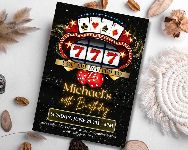 Editable Casino Birthday Invitation. Poker Birthday Party. Casino Night ...