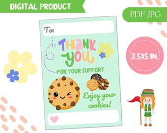 Editable Girl Scout Cookie Gift Tag Instant Download - Etsy