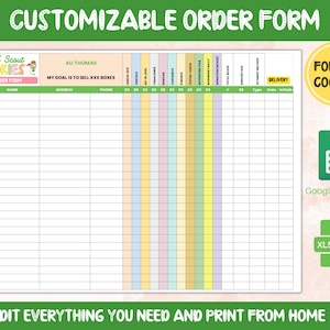 2024 Girl Scout Cookie Order Form Template, Editable With Google Sheets ...