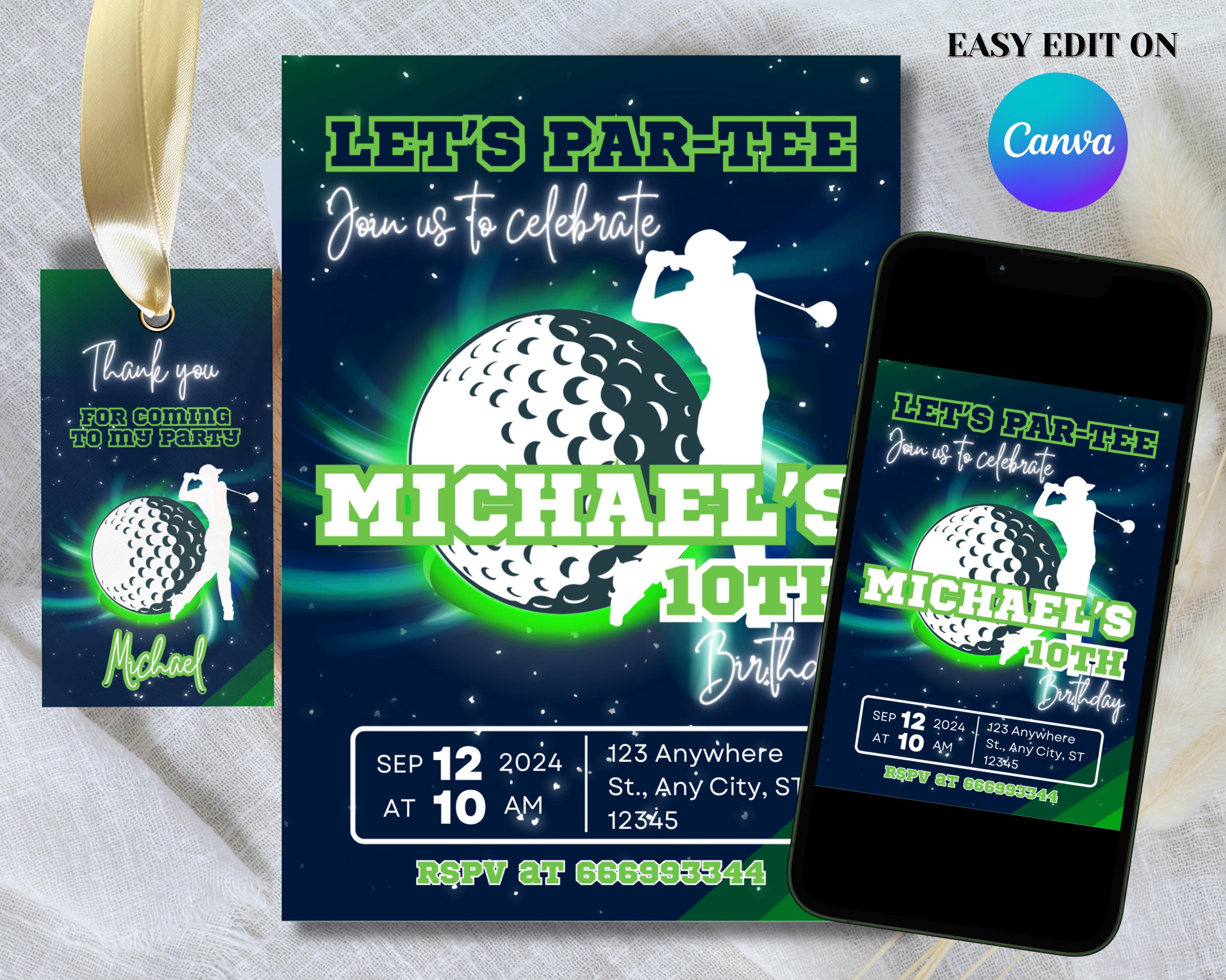 Golf Birthday Invitation, Editable Golf Birthday Party. Let's Par Tee ...