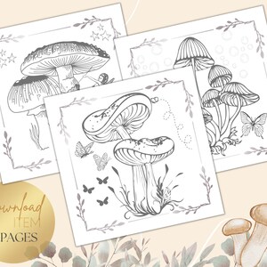 10 Mystical Mushrooms Coloring Pages for Adults, Printable Sheets for ...