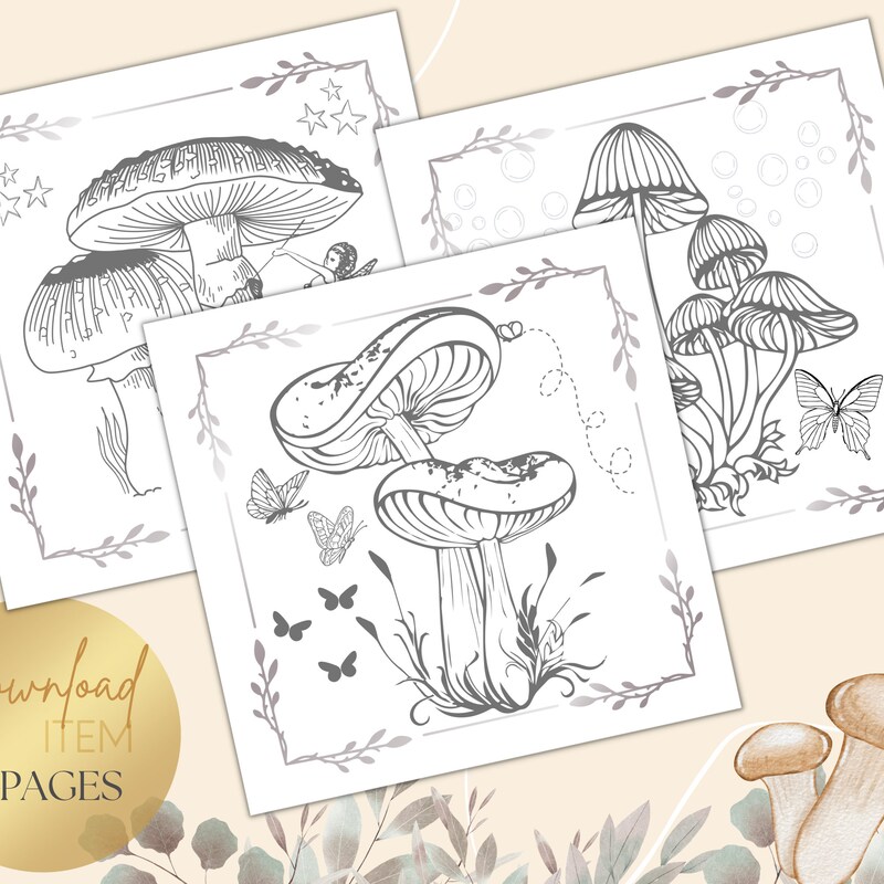 Mushroom Coloring Pages - Etsy