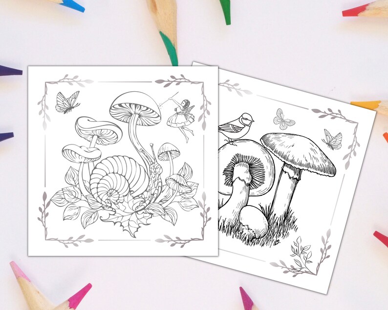 10 Mystical Mushrooms Coloring Pages for Adults, Printable Sheets for ...