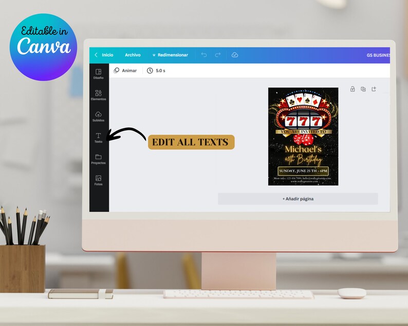 Editable Casino Birthday Invitation. Poker Birthday Party. Casino Night ...