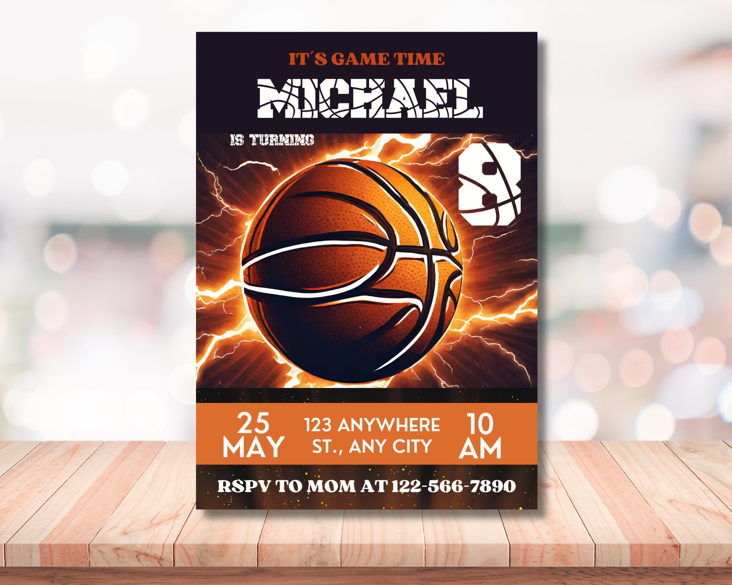 Basketball Theme Birthday Invitation, Boys Birthday Invitation, Party ...