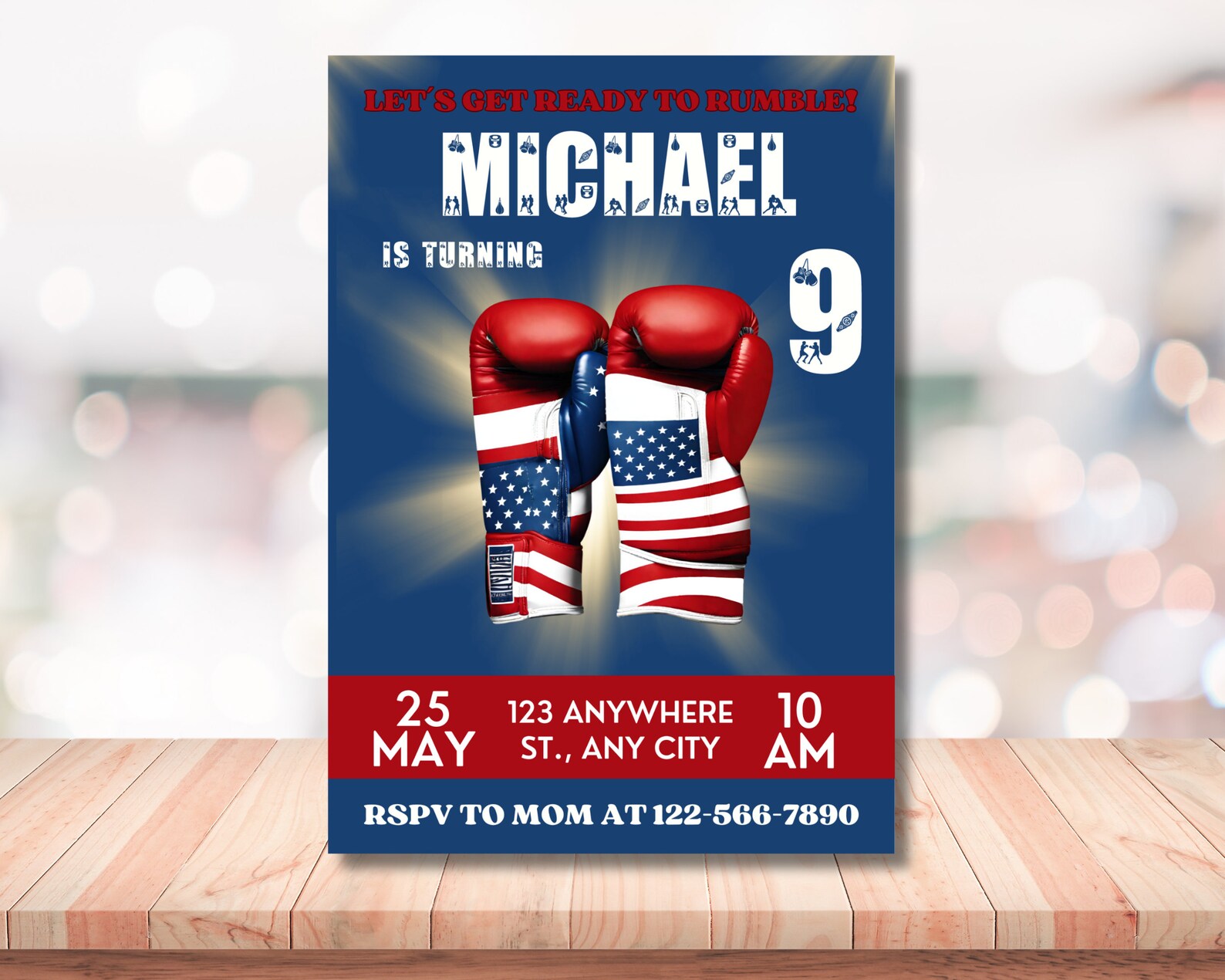 Boxing Birthday Invitation, Boxing Invite, Boxing Theme Party, Boxer ...