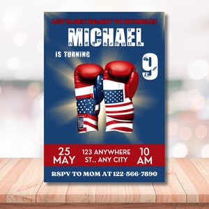 Boxing Birthday Invitation, Boxing Invite, Boxing Theme Party, Boxer ...
