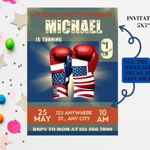 Boxing Birthday Invitation, Boxing Invite, Boxing Theme Party, Boxer ...