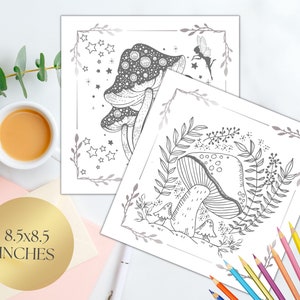 10 Mystical Mushrooms Coloring Pages for Adults, Printable Sheets for ...