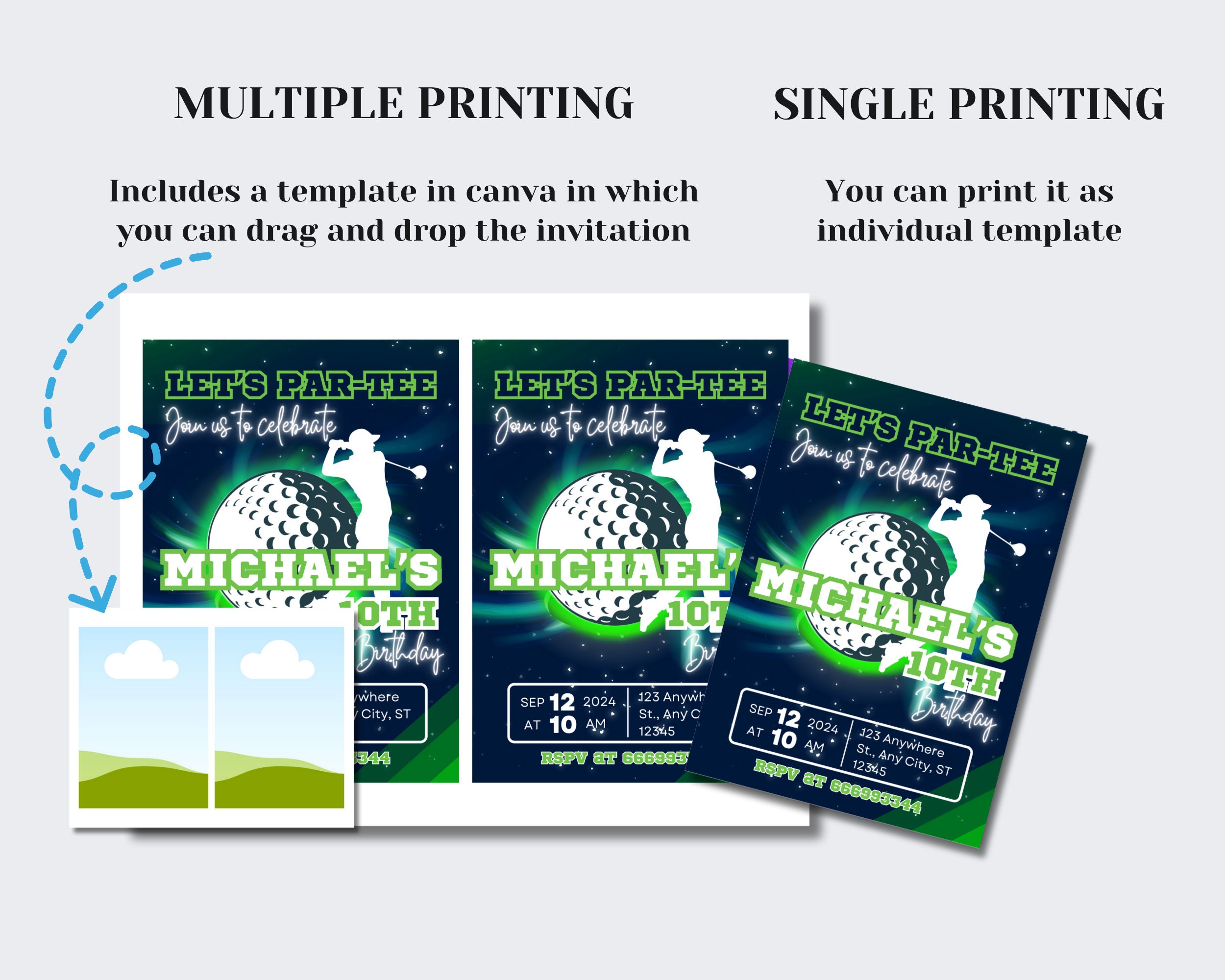 Golf Birthday Invitation, Editable Golf Birthday Party. Let's Par Tee ...