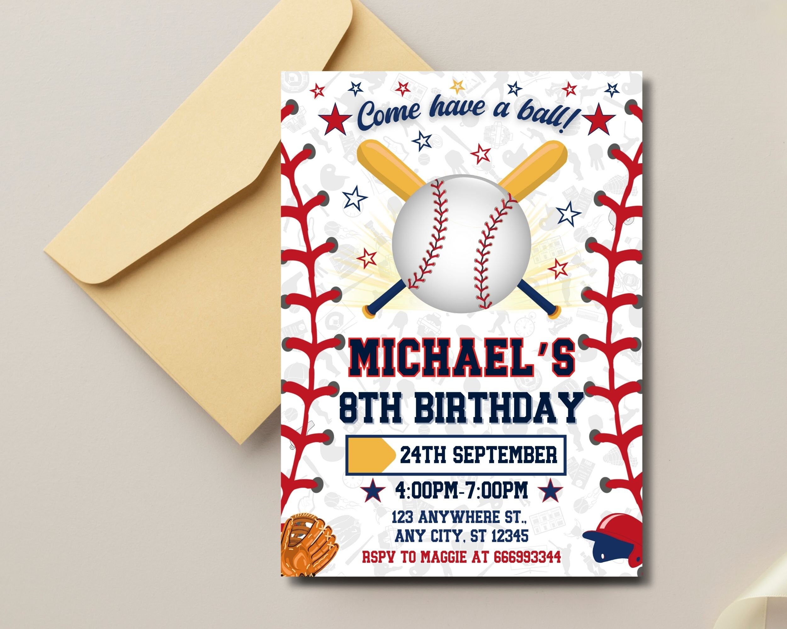 Editable Baseball Birthday Invitation, Baseball Birthday Party ...