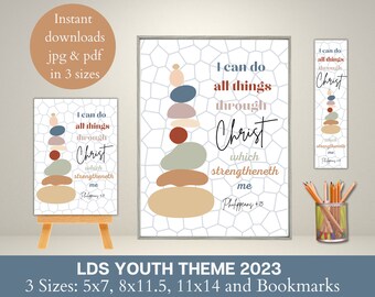 LDS 2023 Youth Theme Poster and Bookmarks, Printable PDF JPEG, I Can Do ...