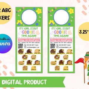 Girl Scout Cookie Door Hanger With QR Code, Editable LBB Cookie Door ...