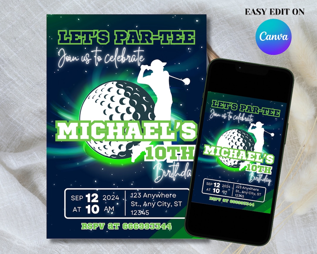 Golf Birthday Invitation, Editable Golf Birthday Party. Let's Par Tee ...
