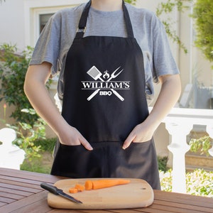 Custom BBQ Apron, Personalized Apron, Apron for Men, Father's Day Gift, Gift for Grandpa, Dad ...