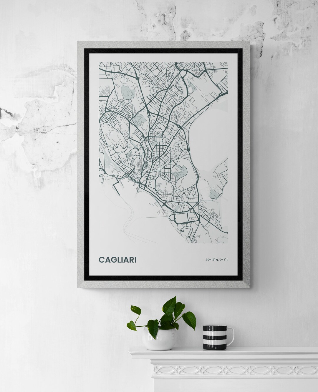 Cagliari Map Poster, Cagliari Map Print, Cagliari City, Fashion Wall Art, Cagliari, Black and ...