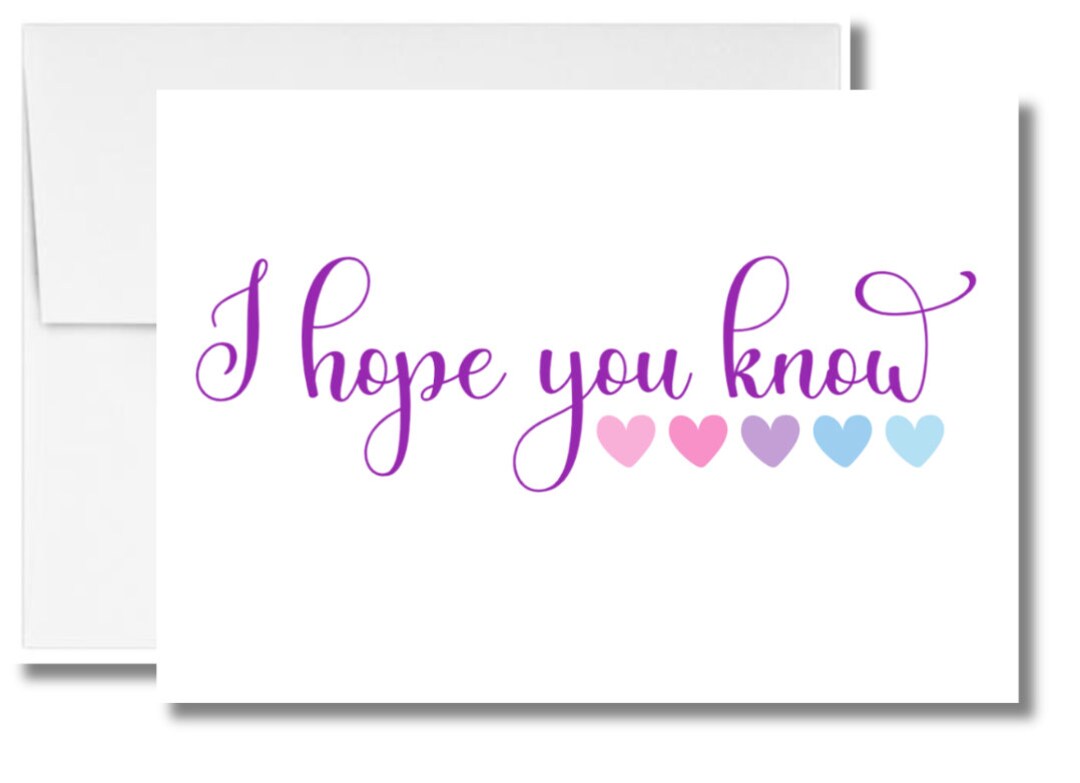 I Hope You Know Folded Note Card, Thank You Card Set of 15 With ...