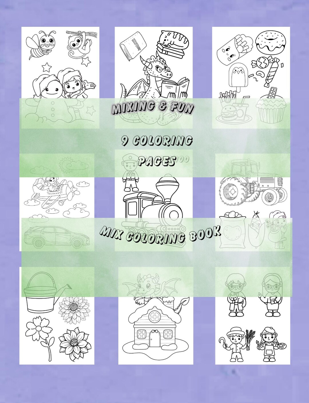 Coloring Book Pages for Children or Adults - Mix and Fun 9 Colouring ...