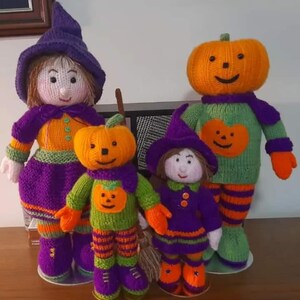 Patrick Pumpkin and Wendy Witch in 3 Sizes. Halloween Knitting Pattern ...