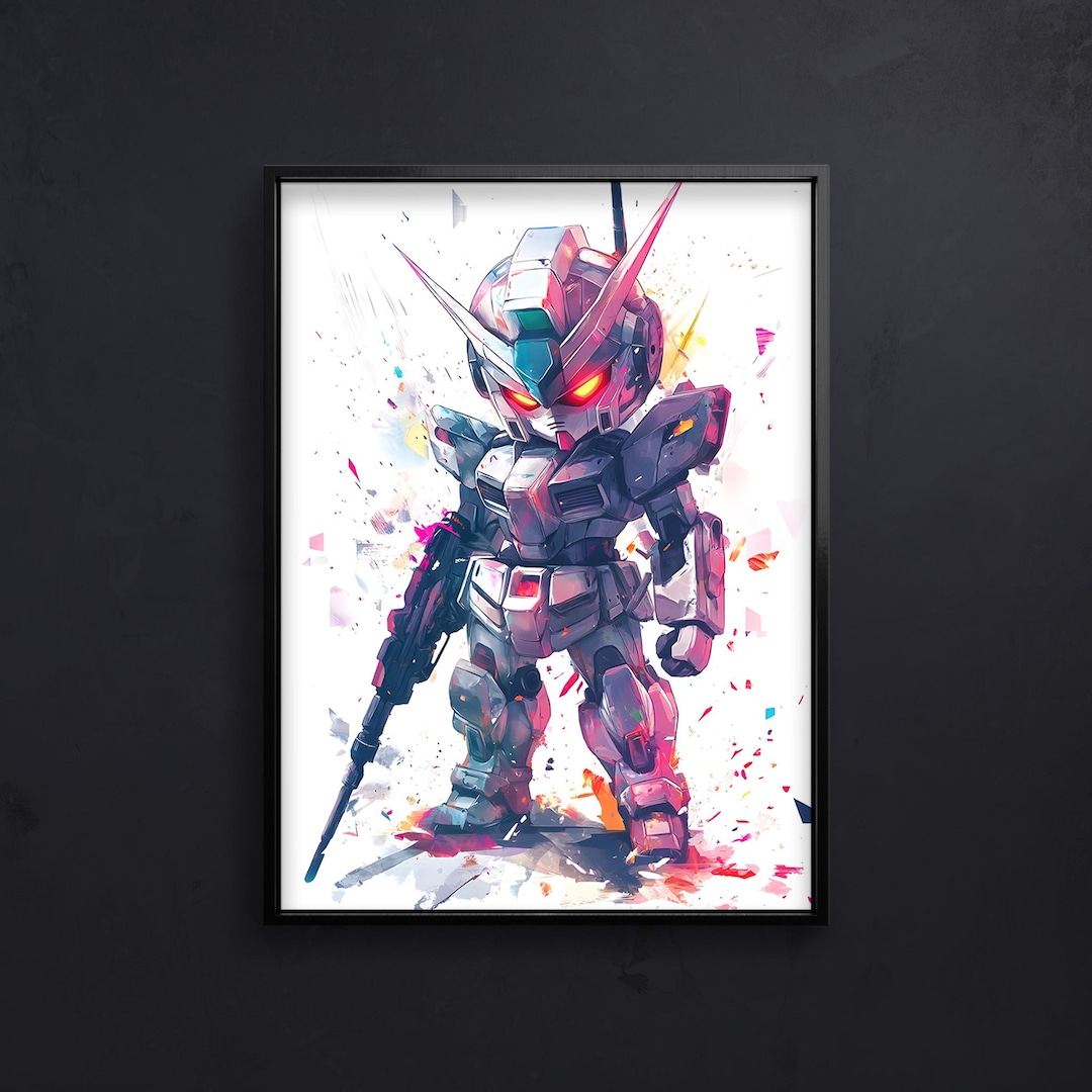 Futuristic Chibi Gundam Mecha Robot Poster | Vivid Sci-fi Illustration ...