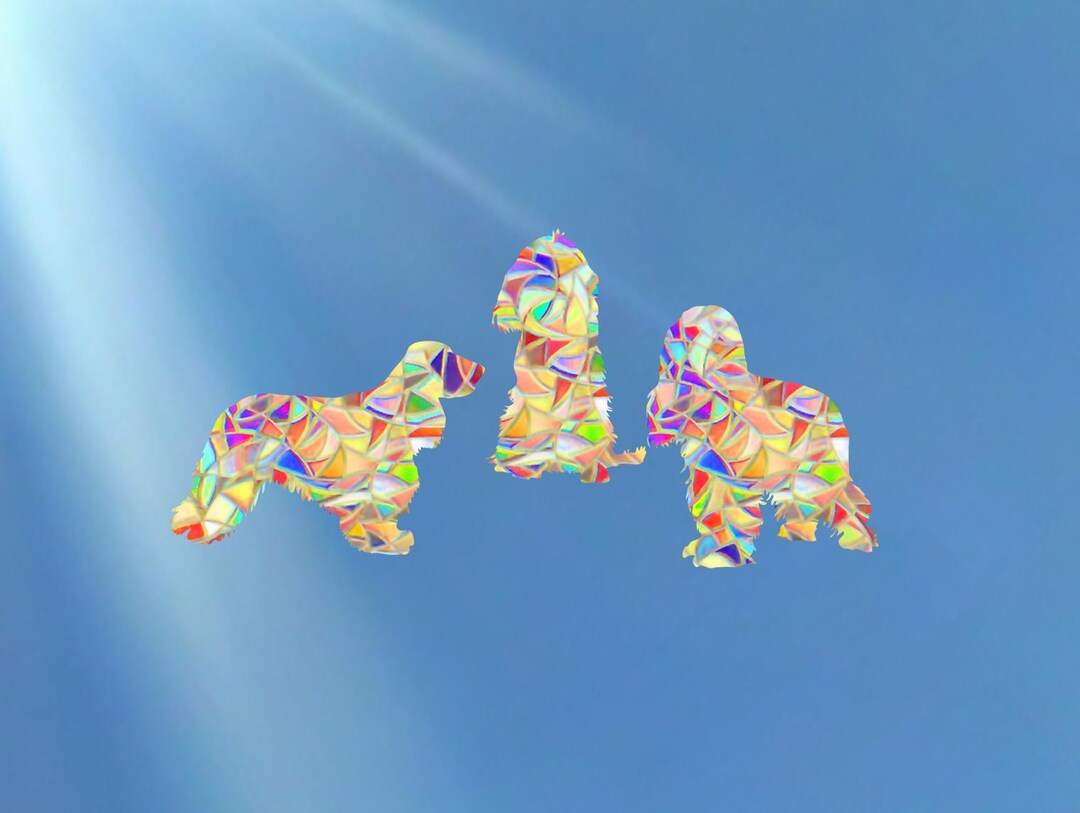 English Cocker Spaniel Dog Suncatcher Stickers Set of 3 Pcs Rainbow ...