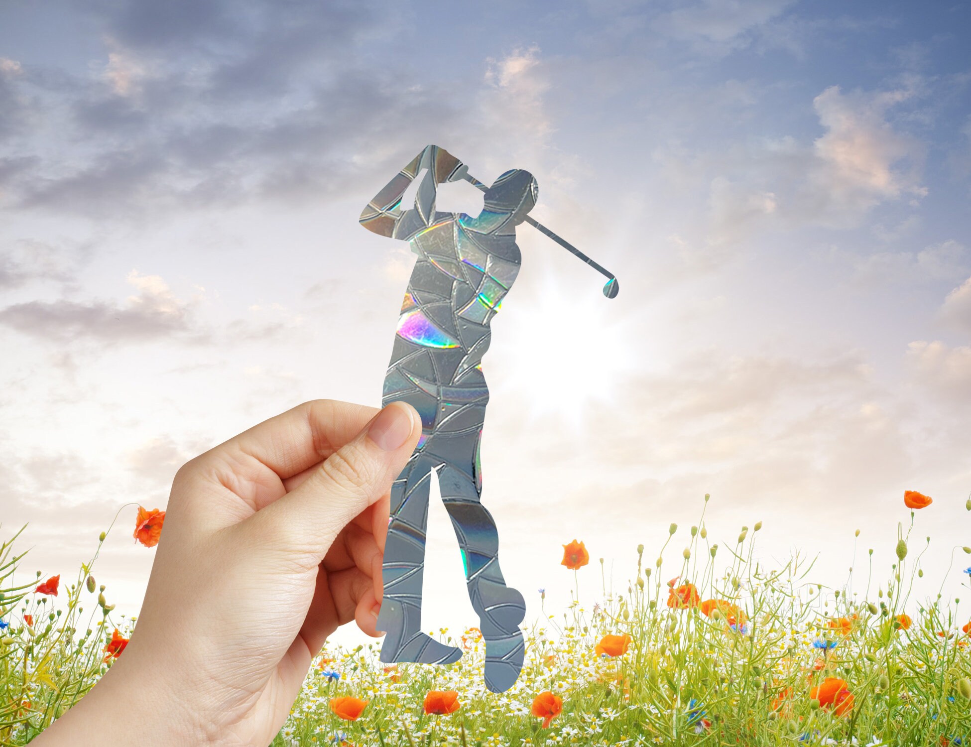 Golf Player Suncatcher Clings: Rainbow Window Decals, Set of 4 - Etsy