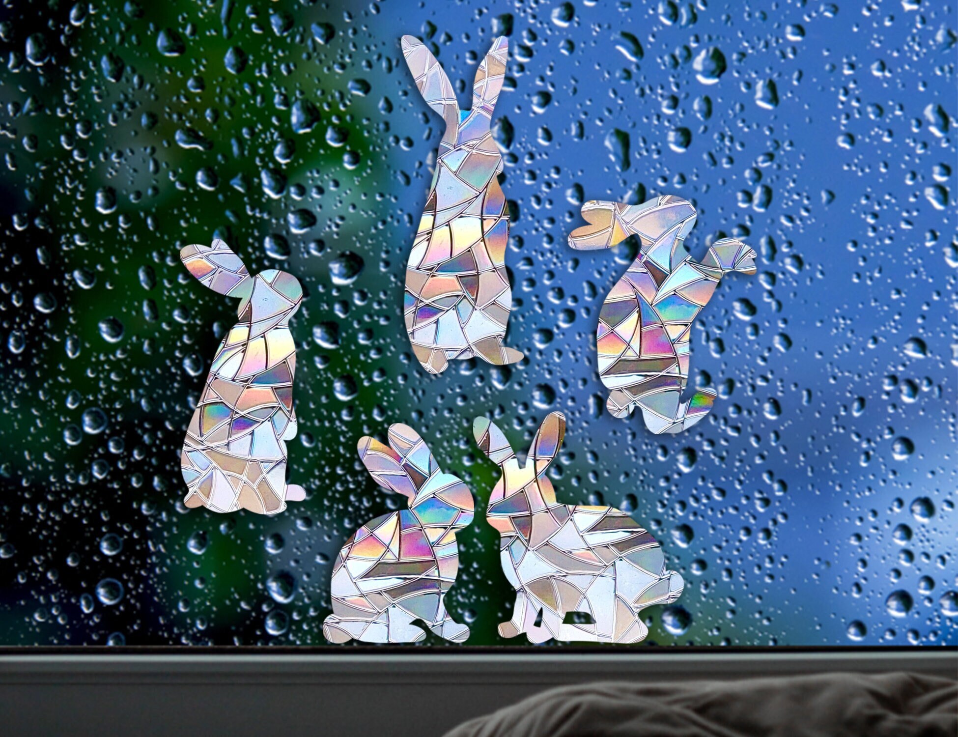 Bunny Suncatcher Window Cling / Rainbow Window Prism Sun Catcher Decal ...