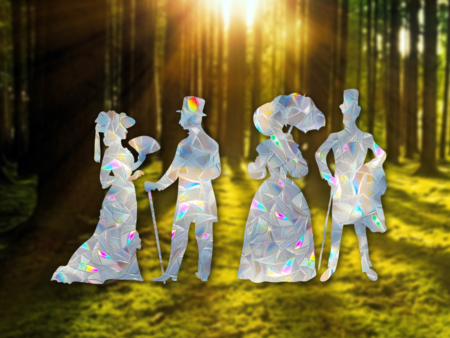 Victorian People Stickers for Windows / Suncatcher Clings Historical ...