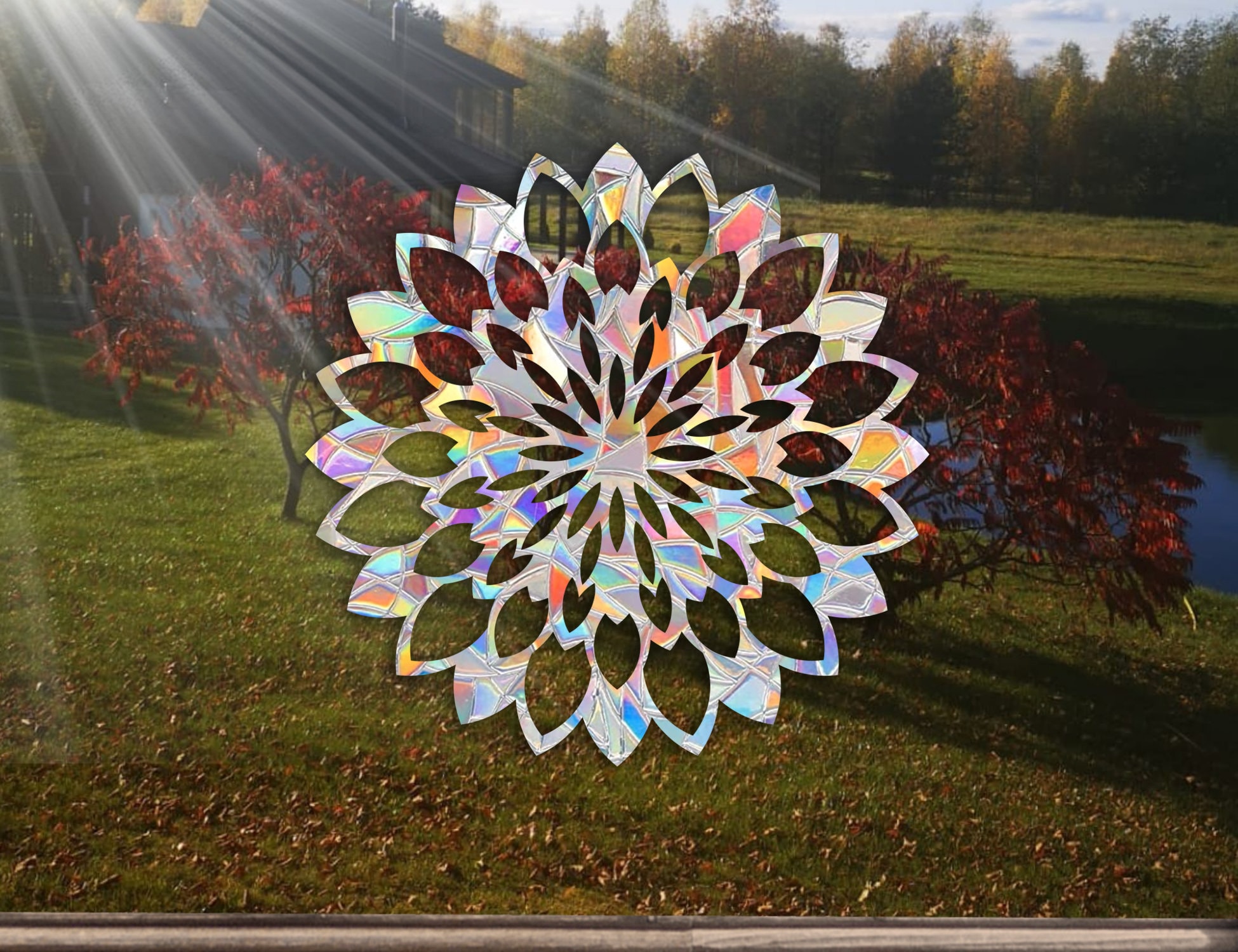 Mandala Window Suncatcher Cling / Sun Catcher Decal / Rainbow Maker ...
