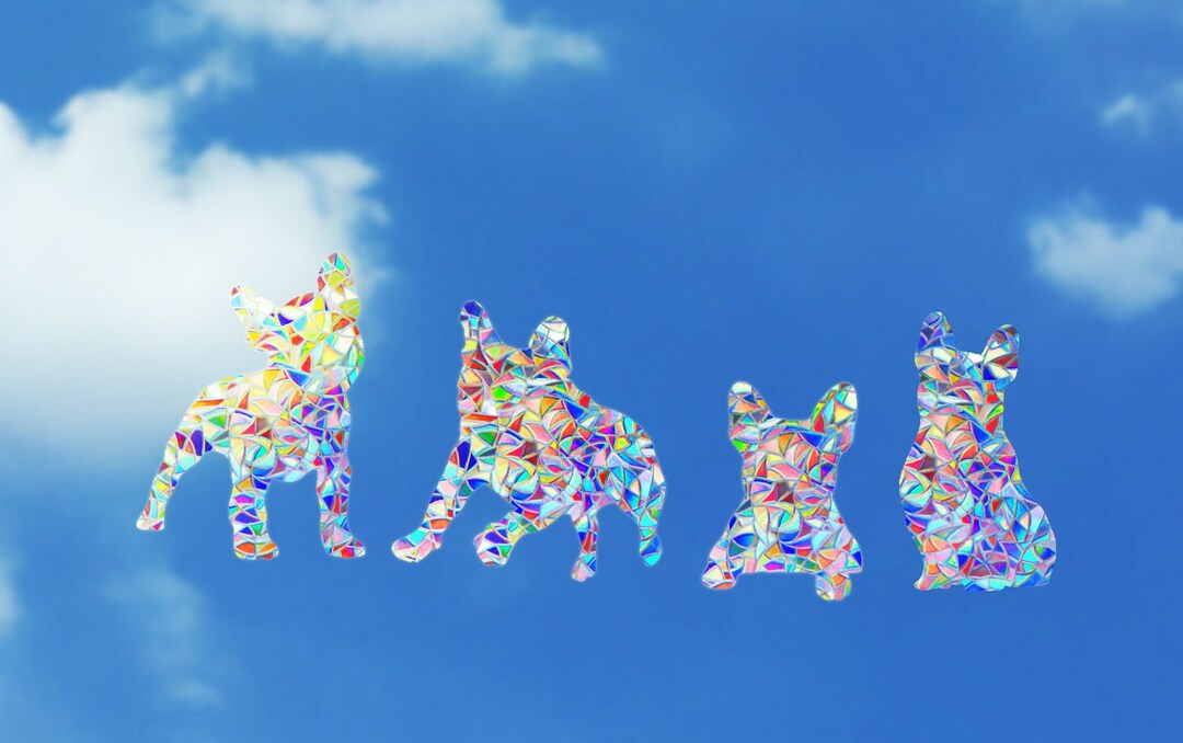 French Bulldog Window Decals: Rainbow Suncatcher Clings, Set of 4 - Etsy