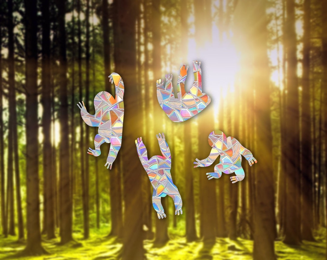 Sloth Decals Set, Windows Suncatcher Clings 4 Pcs, Animal Stickers ...