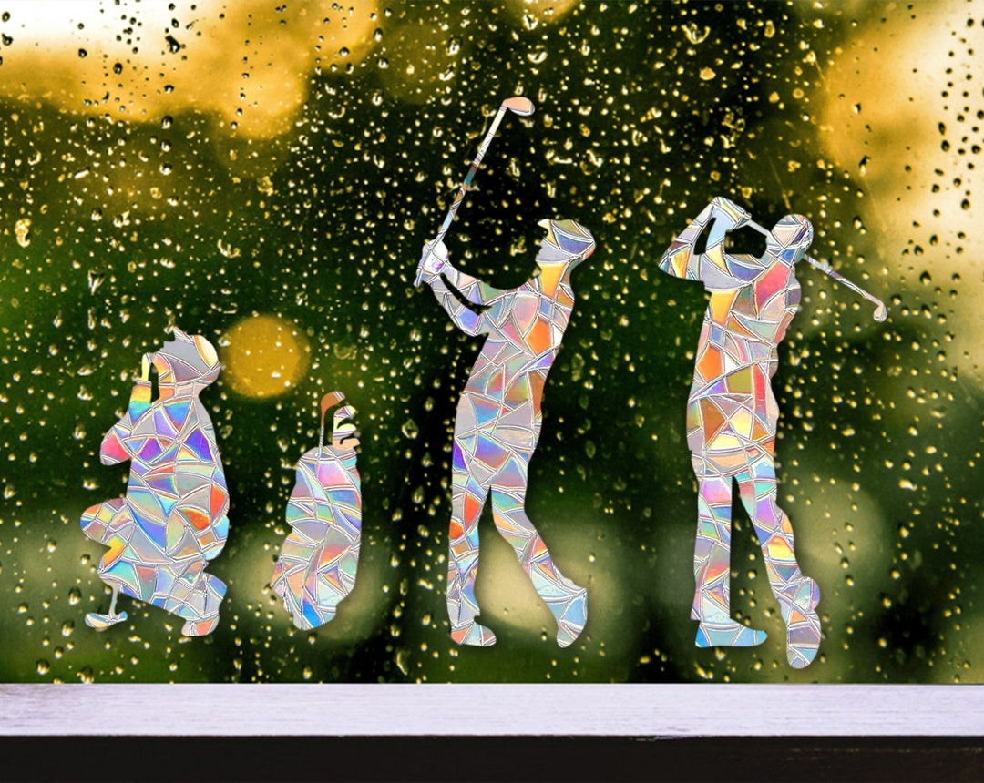 Golf Player Suncatcher Clings: Rainbow Window Decals, Set of 4 - Etsy