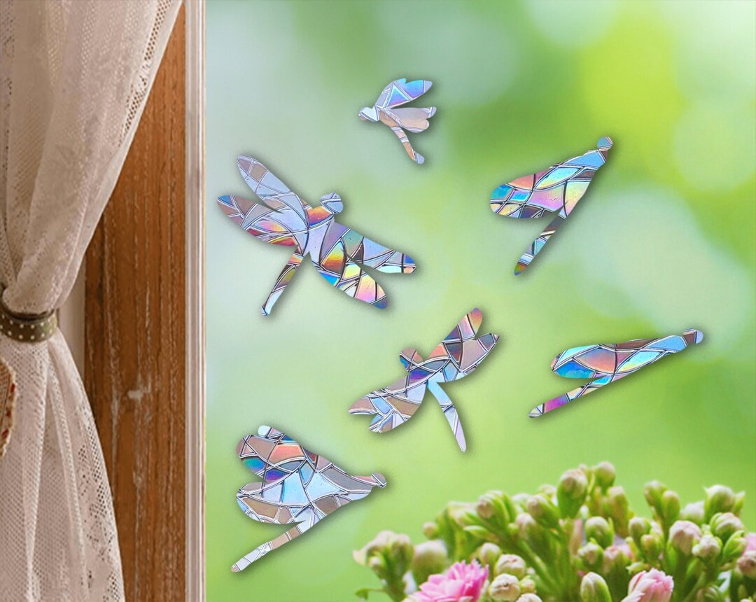 6 Dragonfly Window Cling Sun Catcher Decals, Rainbow Maker Stickers ...