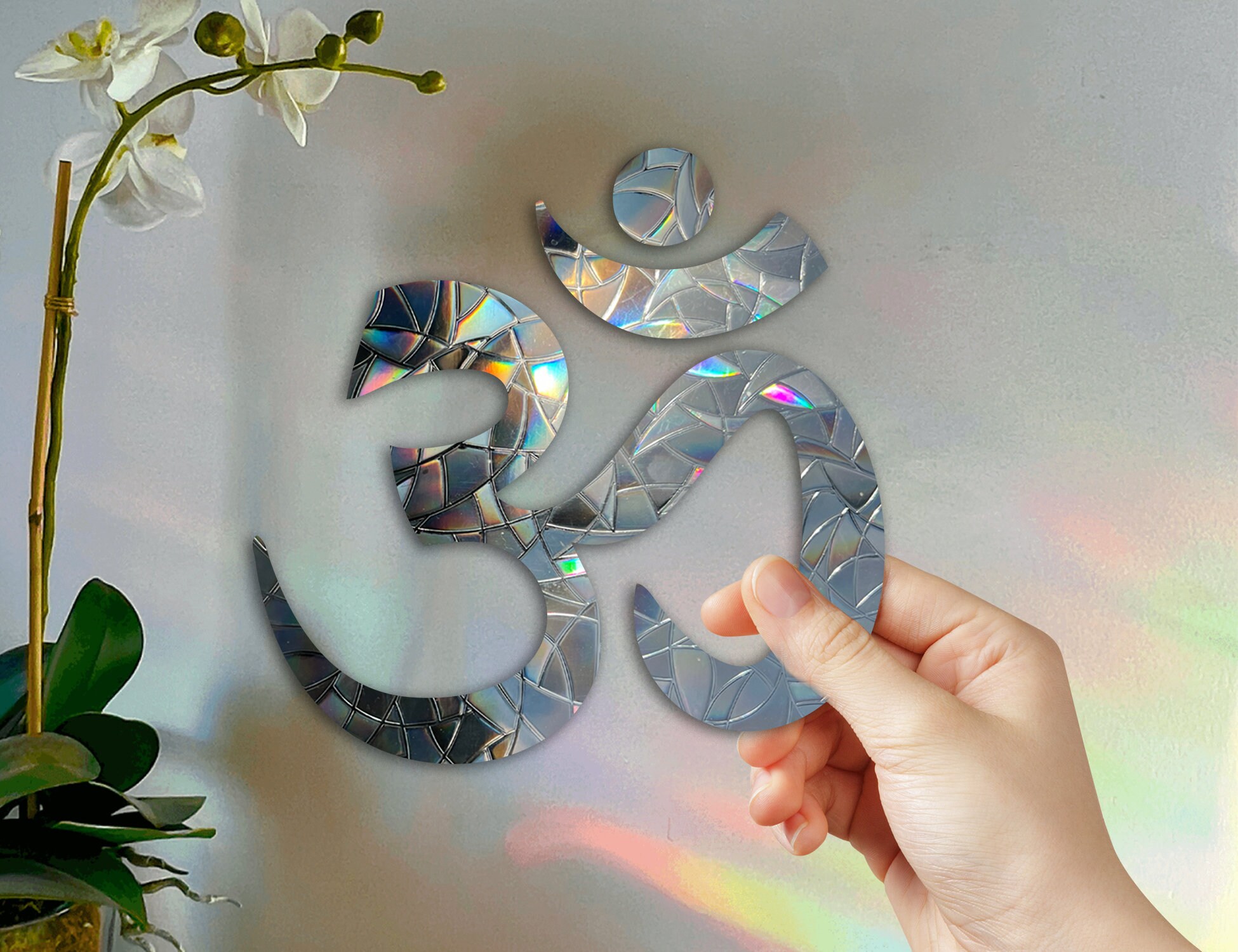 OM Symbol Window Cling: Rainbow Suncatcher, Yoga Decor (set of 3) - Etsy