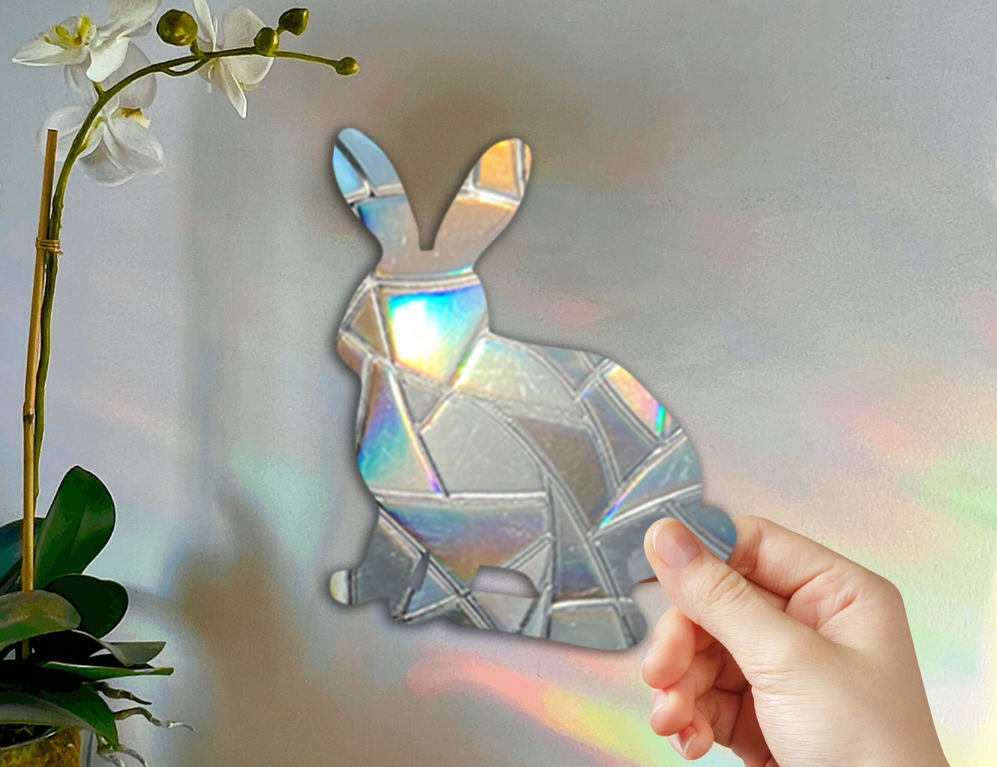Bunny Suncatcher Sticker, Rainbow Window Sticker, Sun Catcher Decal ...