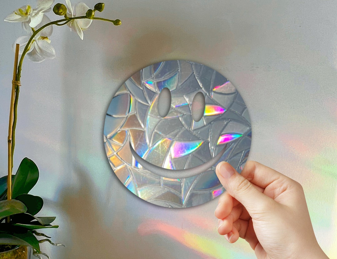 Smiley Face Suncatcher Sticker Sun Catcher Decal, Rainbow Maker Sticker ...