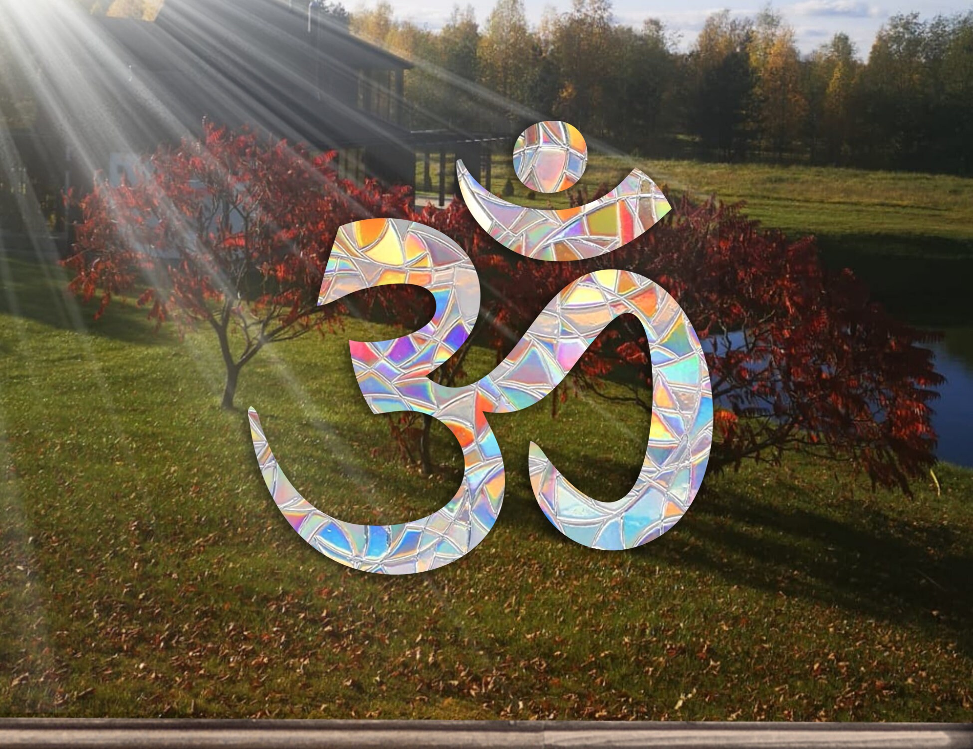 OM Symbol Window Cling: Rainbow Suncatcher, Yoga Decor (set of 3) - Etsy