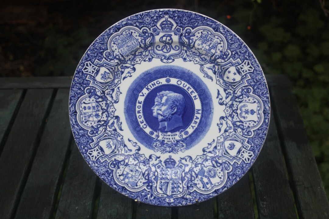 Antique 1911 Coronation Plate Coalport King George V & Queen Mary ...