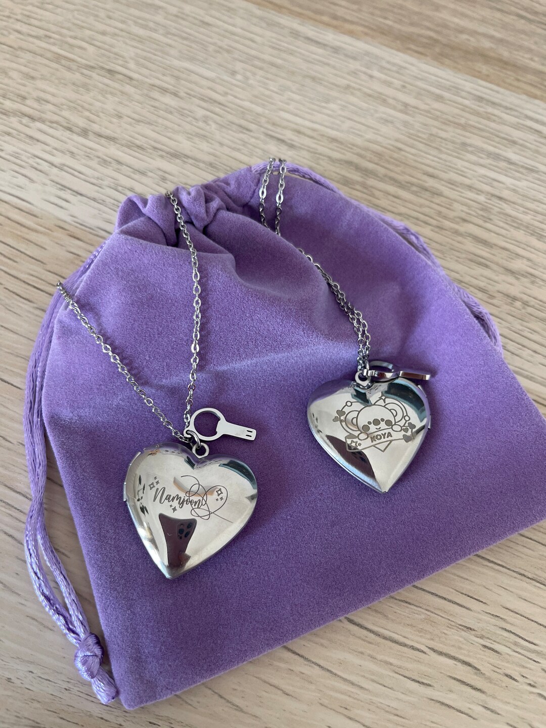 BTS Locket Heart Necklace Namjoon, Koya and Army Bomb - Etsy