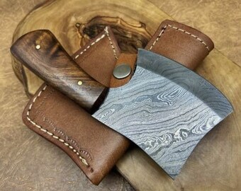 Handmade Damascus Cleaver With Walnut Wood Handle. Hunting - Etsy