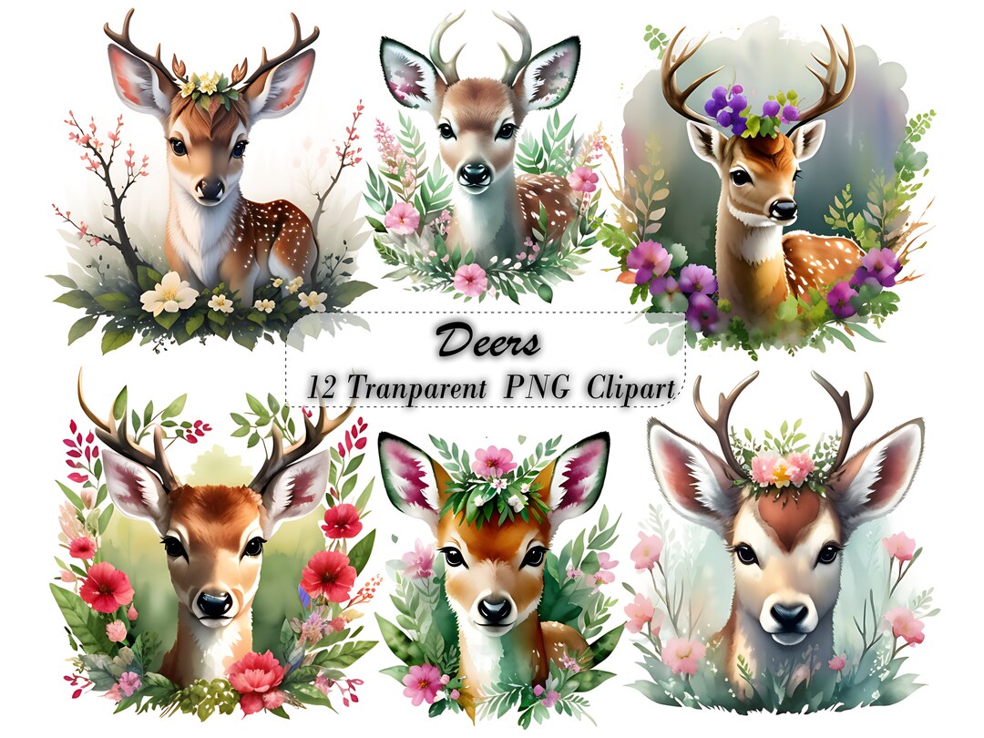 Deer Clipart PNG Watercolor Deer Clipart Forest Animal - Etsy Australia