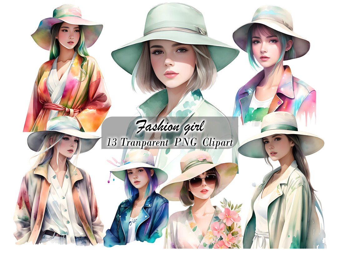 Fashion Girl Watercolor Clipart Bundle Woman Card Making - Etsy