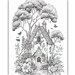 100 Magical House Coloring Pages, Grayscale Fantasy Fairy Garden ...