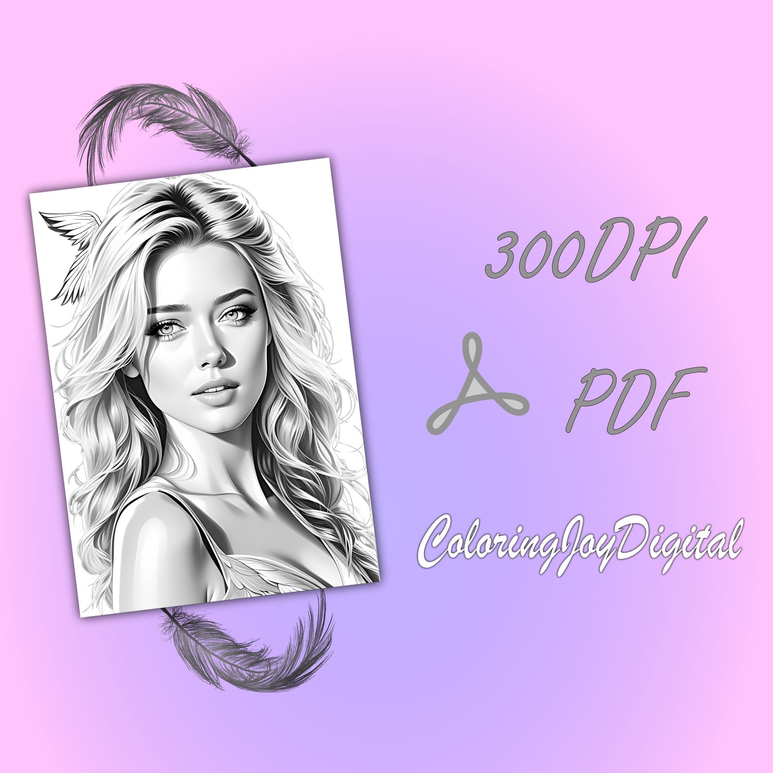 13 Women Portrait Coloring, Grayscale Coloring Page, Printable Adult ...
