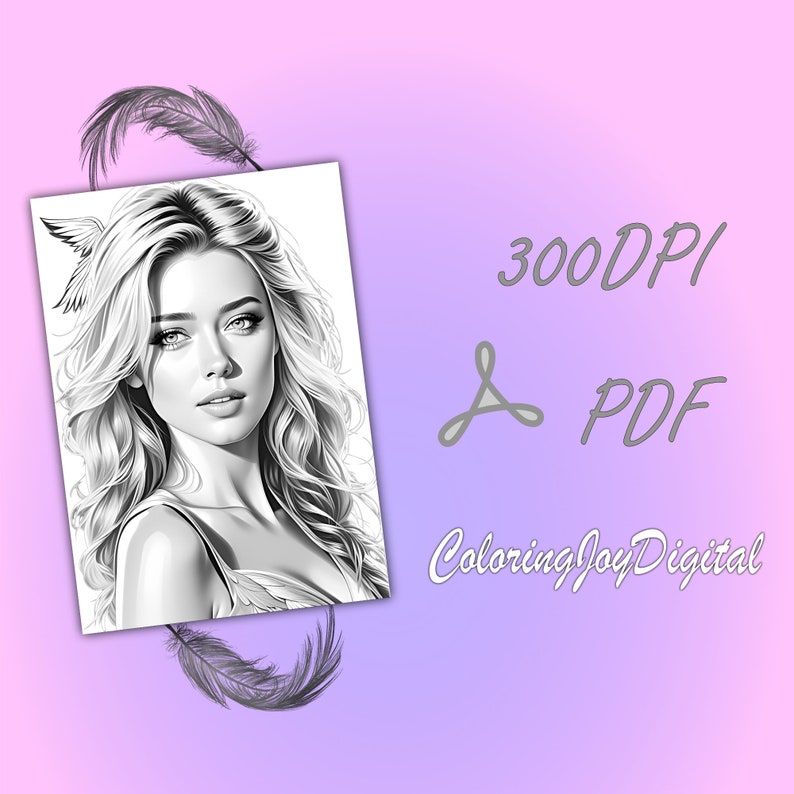 13 Women Portrait Coloring, Grayscale Coloring Page, Printable Adult ...