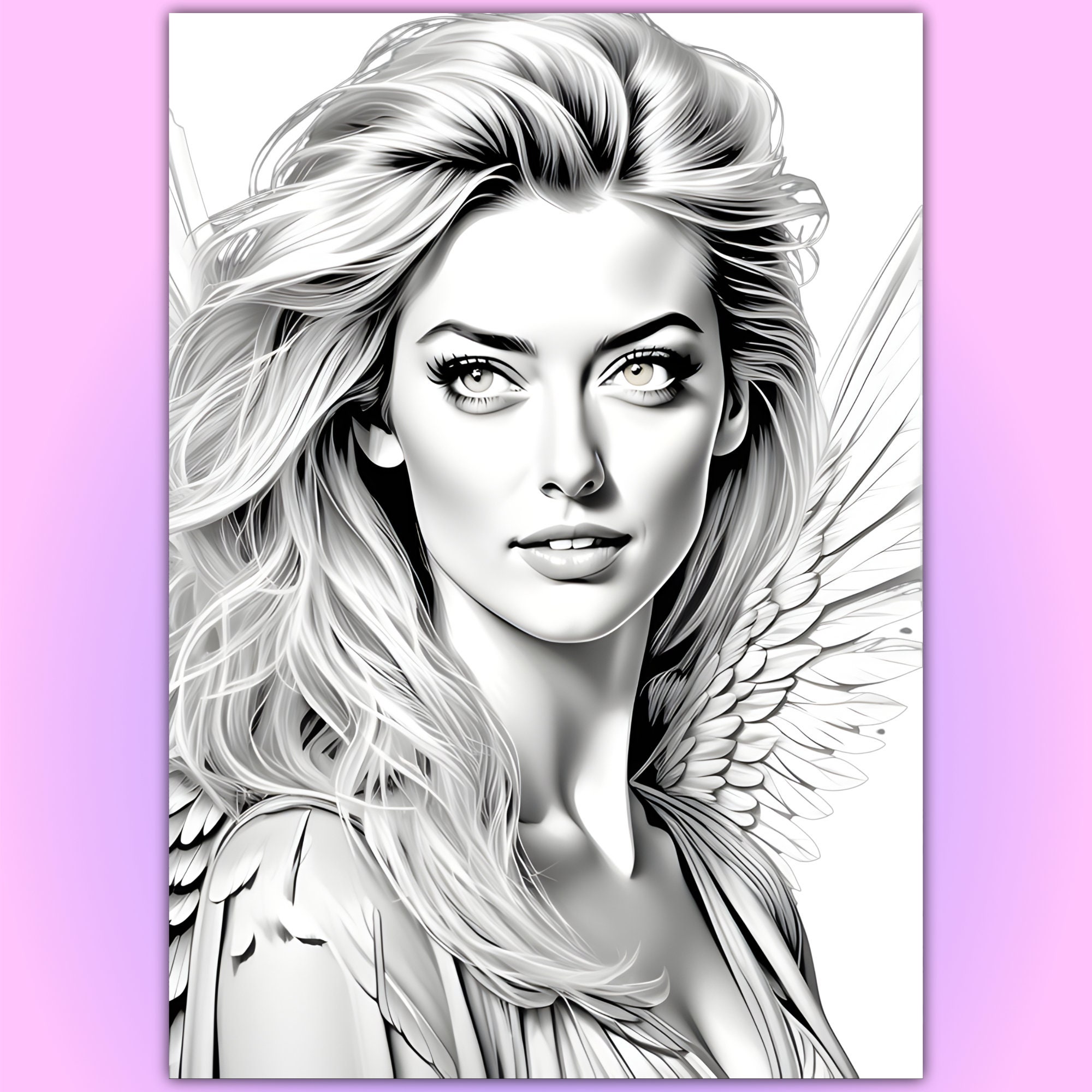 13 Women Portrait Coloring, Grayscale Coloring Page, Printable Adult ...